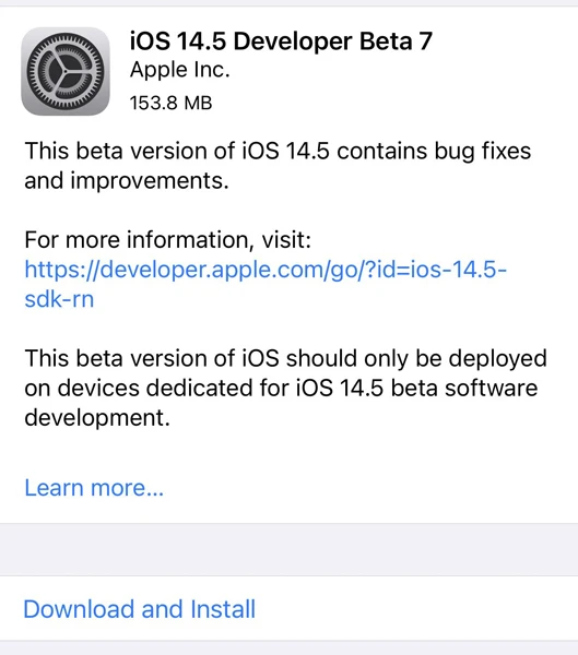 iOS 14.5 Beta 7 和 iPadOS 14.5 Beta 7 现已发布 - Pfrlju.com