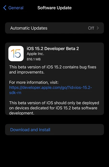 第二个 iOS 15.2 Beta 版和 iPadOS 15.2 Beta 版现已推出
